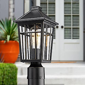 Darkaway Post Lights Outdoor Lamp Post Light Fixture Outdoor Lighting, Light Posts for Outside with Seeded Glass Aluminum Housing for Outdoor Garden, Patio Post Base/Pole Mount