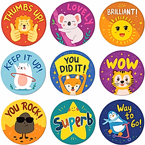 Reward Stickers for Kids by Sweetzer & Orange - 1008 Stickers, 8 Assorted Designs, 1 Inch School Stickers - Teacher Supplies for Classroom, Potty Training Stickers and Motivational Stickers