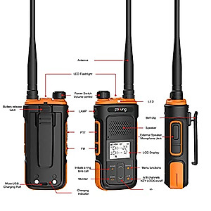 Pofung P11UV GMRS Two Way radios Long Range for Adults Rechargeable walkie talkies with Headset and USB (Type-C) Charging