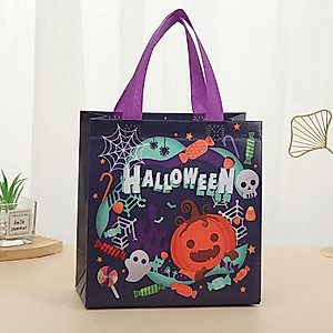 MOMOJULI 8PCS Halloween Trick or Treat Bags，Small Non-Woven Halloween Tote Bags with Handles Reusable Goodie Gift Bags Multifunctional Halloween Party Favors Supplies 7.9"×7.9"×3.15"