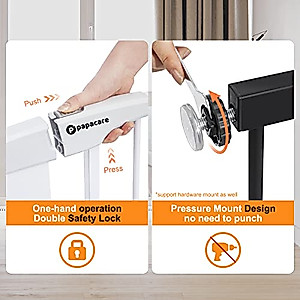 Papacare 36" Extra Tall Baby Gate for Stairs Doorways, Fits Openings of 29.5" to 48.8" Wide, Auto Close Extra Wide Baby and Pet Gate for Doorways and Stairways,Pressure Mounted Dog Gates, Black