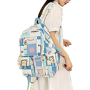 Futuredream Cute Aesthetic Backpacks ，For Teens Laptop Backpacks ， Bookbags for Teens Girls Women (With Rabbit Doll Pendant)