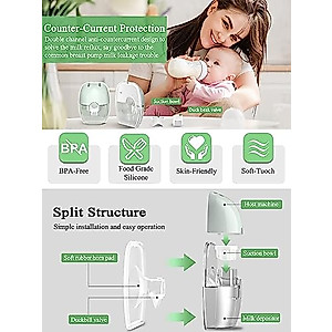 Wearable Breast Pump, 2 Pack Double Wireless Pump with Comfortable Double-Sealed Flange, 3 Modes & 9 Levels Electric Pump Portable, Smart Display, 24mm