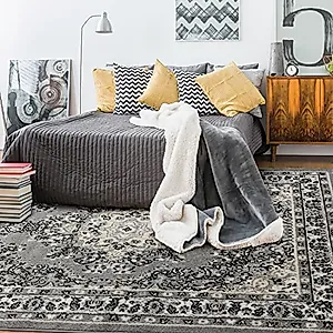 Antep Rugs Oriental 8x10 Traditional Medallion Indoor Area Rug Siesta (Gray Beige, 7'10" x 10')