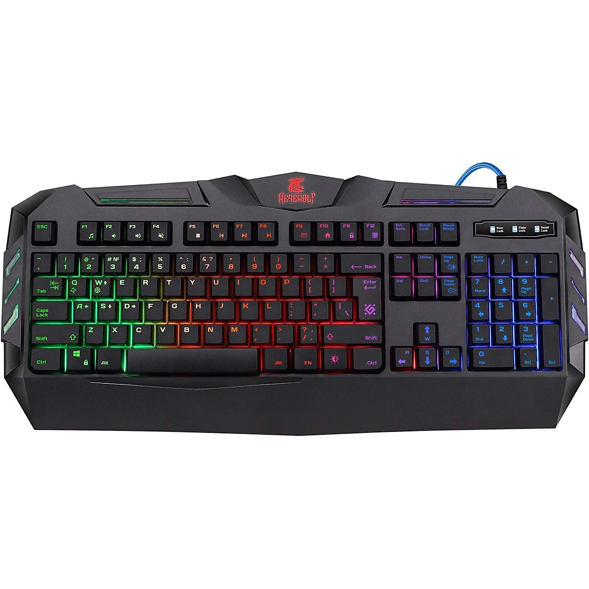 Defender Rainbow Backlit Gaming Keyboard – 104 Keys – 19 Anti Ghost Keys – Adjustable Brightness – Quick, Accurate & High Performance Ergonomic Keyboard – Equally Suitable for Windows PC or Mac