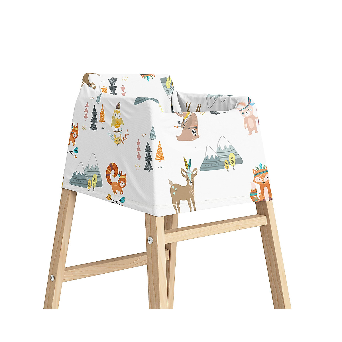 YayaTete Stretchy Multi Use Cover Woodland Animals Car Seat Canopy Nursing Breastfeeding Cover Up Shopping Grocery Cart High Chair Covering Baby Nursery Decor, White, Tan, Brown, One Size