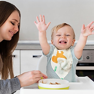 R HORSE 6Pcs Muslin Baby Teething Bibs Bandana Drool Bibs with Teether Toys, Cotton Absorbent Burp Cloths Feeding Bibs with Snaps Blue Cartoon Teething Drooling Bibs for Infants Boys Girls 0-24 Months