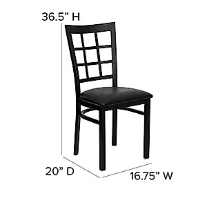 Flash Furniture HERCULES Series Black Window Back Metal Restaurant Chair - Black Vinyl Seat