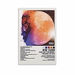 QIAOZ Kid Cudi Poster Man On The Moon Poster Album Cover Poster for Room Aesthetic Canvas Art Wall Art Picture Print Modern Family Bedroom Decor Posters 12x18inch(30x45cm)