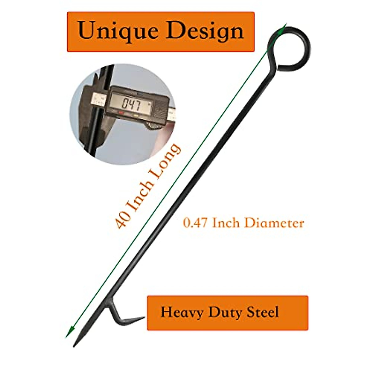 Fire Poker for Fireplace. 40 in Heavy Duty Fireplace Poker. Wrought Iron Steel Fire Pit Poker. Rust Resistant Black Finish Fire Poker for Fire Pit. Outdoor and Indoor Fireplace Fire Pit Tools