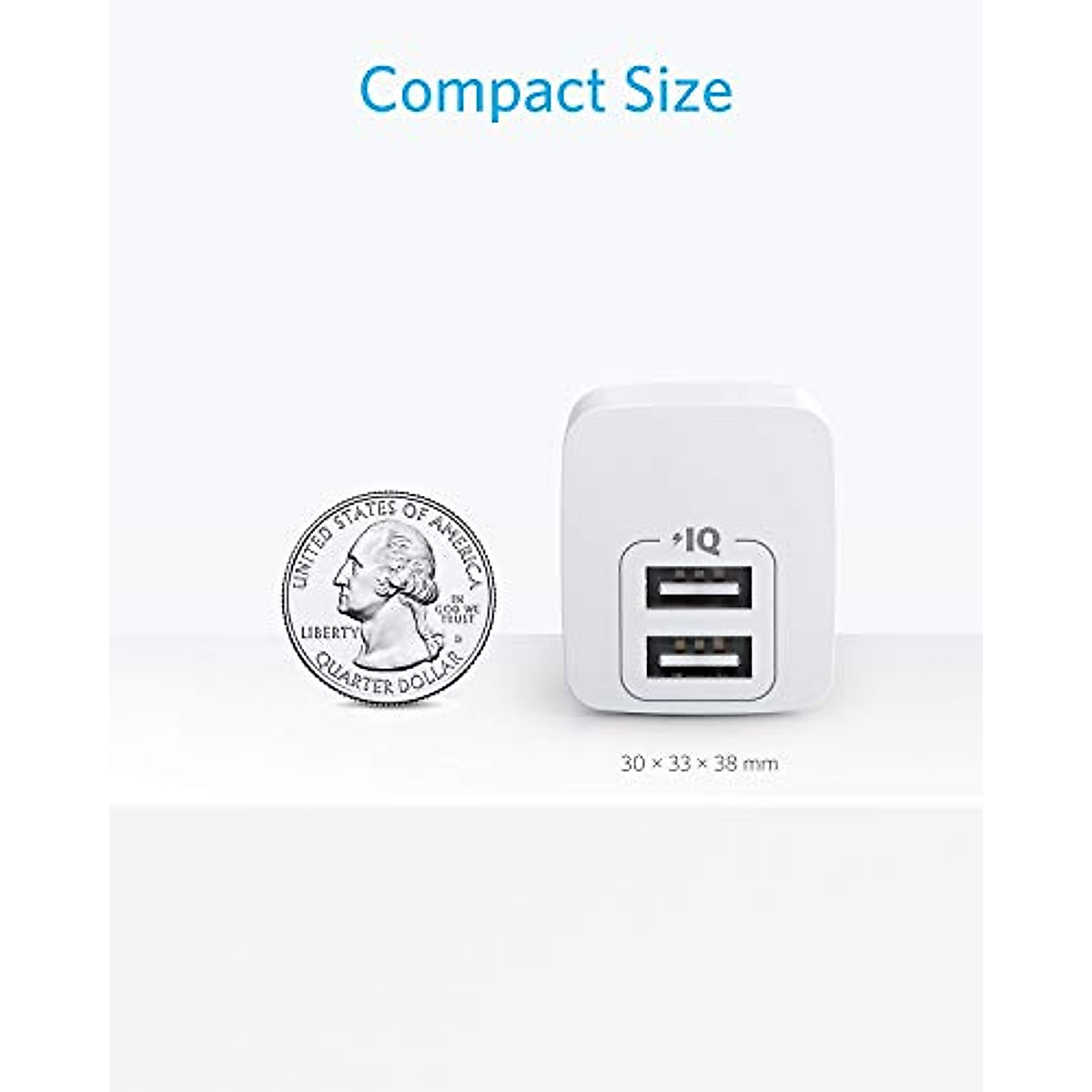 USB Charger, Anker 2-Pack Dual Port 12W Wall Charger with Foldable Plug, PowerPort mini for iPhone XS/ X / 8 / 8 Plus / 7 / 6S / 6S Plus, iPad, Samsung Galaxy Note 5 / Note 4, HTC, Moto, and More