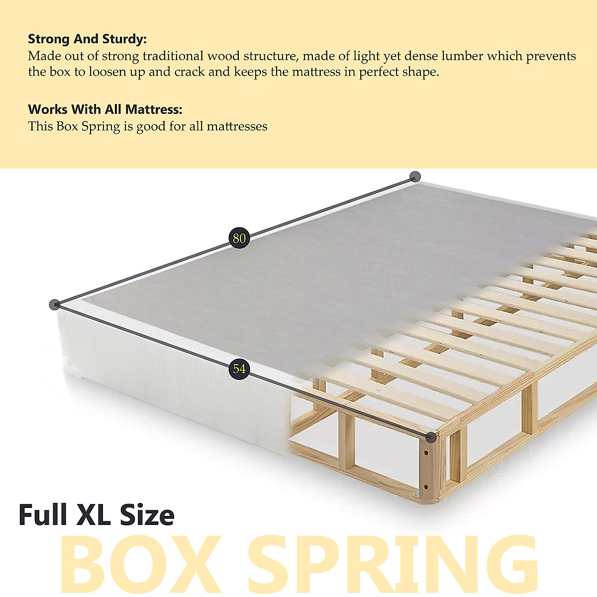 Mattress Comfort Medium Plush Eurotop Pillowtop Innerspring Mattress and 4" Low Profile Wood Boxspring/Foundation Set, with Frame, Full XL, Size