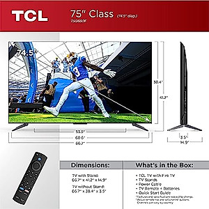 TCL 75-Inch Q6 QLED 4K Smart TV with Fire TV (75Q650F, 2023 Model) Dolby Vision, Dolby Atmos, HDR Pro+, Voice Remote with Alexa, Streaming UHD Television,Black including Built-in Amazon Alexa Remote