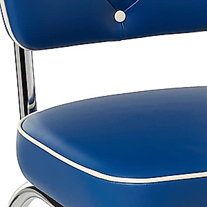 Richardson Seating Chrome Diner Chair with Button Tufted Back and 2" Box Seat, NULL, Metal, Royal Blue
