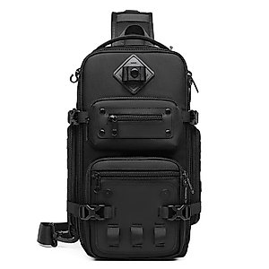 OZUKO Multipurpose Sling Bag for Men, Large Capacity Sling Backpack Waterproof EDC Chest Backpack(Black)