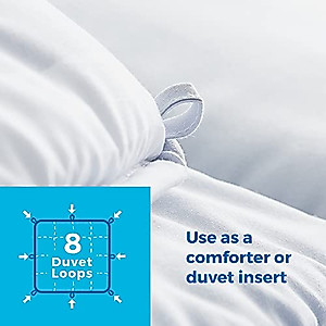 Edredón Acolchado con Plumón Alternativo para Cualquier Temporada Linenspa|Relleno de Microfibra Suave e Hipoalergénico|Gris/Blanco a Raya, Individual