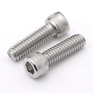 1/4-20 x 1/2", 5/8", 3/4", 7/8", 1" Socket Head Cap Screws, Stainless Steel 18-8 (304), Bright Finish, Fully Threaded, Allen Hex Drive, 50 PCS