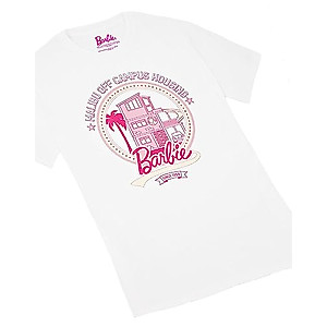 Barbie Women's Malibu Off Campus White T-Shirt | Iconic Brand | Fashionable Short Sleeved | Comfortable Retro Fit Movie Merchandise - X-Large