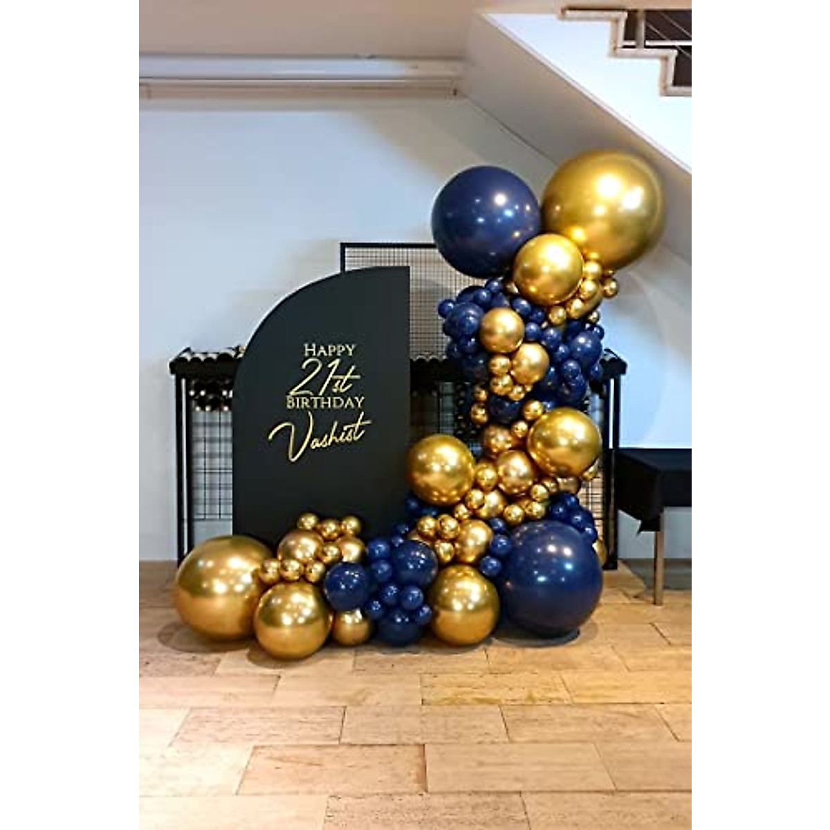 Navy Blue Balloons Arch Garland Kit 119pcs Chrome Gold Balloons for Wedding Graduation Birthday Party Decor