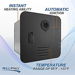 RecPro RV Tankless Water Heater | On Demand Hot Water Heater | Gas Water Heater | Remote Control Included (Black)