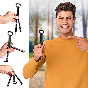 Caliber Gourmet CBG-1021-BK Butterfly Knife Style Multitool Butterfly Bottle Opener and Beer Opener Bartender Supplies, Black