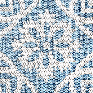 Nicole Miller New York Patio Country Danica Transitional Geometric Indoor/Outdoor Area Rug, Blue/Grey, 7'9"x10'2"