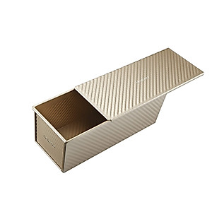 Pullman Loaf Pan w Cover Toast Mold rectangle loaf pan w lid 2.2lb dough alluminumed steel champange gold non stick baking bread pan