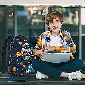 Galaxy Space Astronaut Backpack for Men Blue Planet Print Bookbags for Men Lightweight Waterproof Adjustable Strap Bags Travel Daypack Laptop Backpack