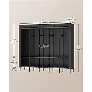 SONGMICS Wardrobe Closet, 83.5 Inch Large Capacity Portable Closet, Clothing Rack, 25 mm Dia,Thick Steel Tubes, Clothes Organizer with Fabric Cover, 5 Hanging Rails, 10 Shelves, Ink Black URDR095B01