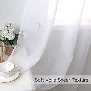 Tony's collection White Sheer Curtains 63 Inch, Rod Pocket Voile Drapes for Living Room, Bedroom, Window Treatments Curtain Panels for Yard, Patio, Villa, Parlor(34x63 Inch, White,2 Panels)