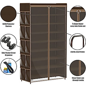 Simple Houseware 8 Tiers Shoe Rack with Cover, Bronze