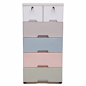 Gdrasuya10 Storage Cabinet Plastic Storage Organizer with 6 Drawers Closet Drawers Tall Dresser Organizer for Bedroom Playroom Bedroom Furniture 19.69 * 13.78 * 40.16inch