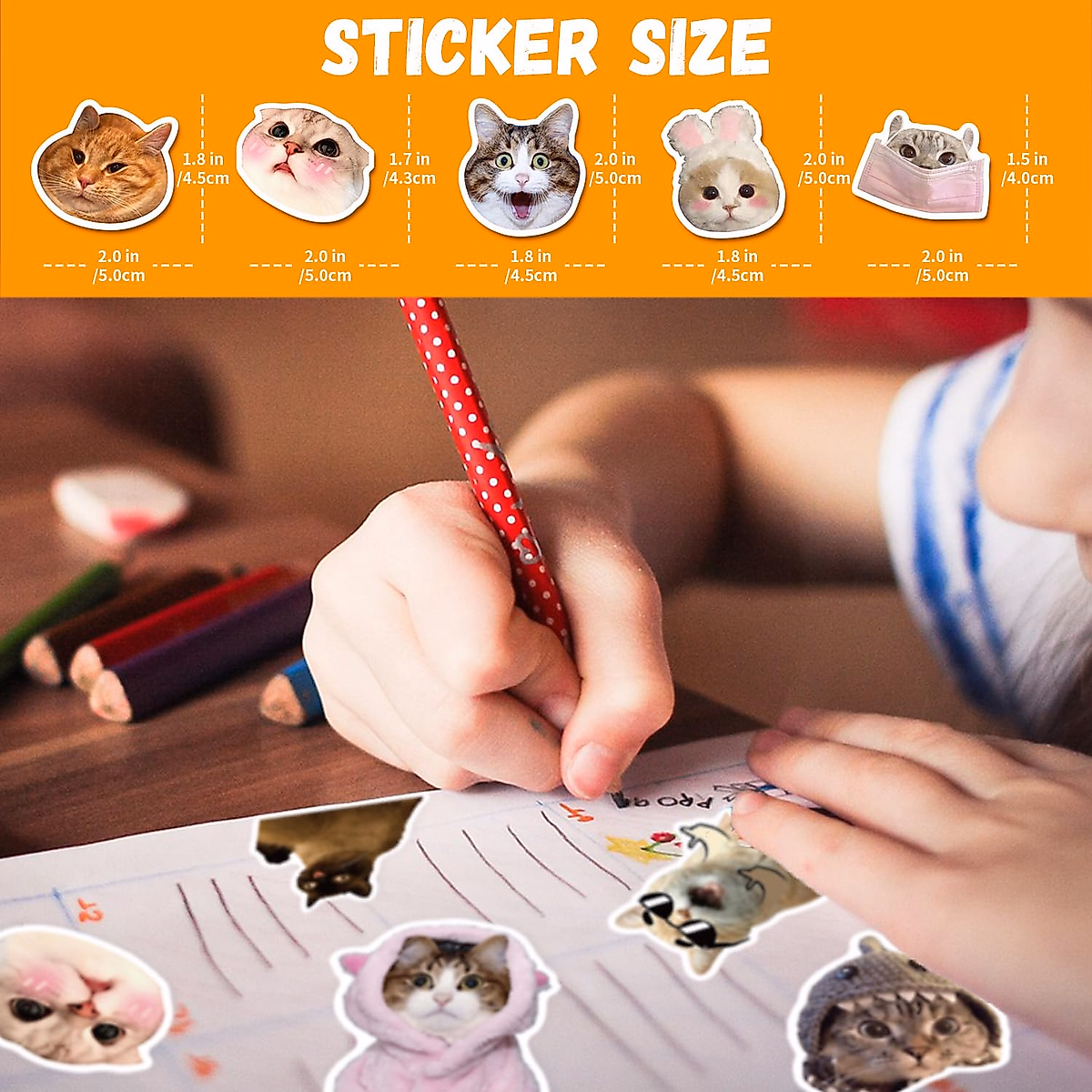 100 Pcs Cute Cat Stickers for Kids, Waterproof for Kids,Vinyl for Water Bottle,Laptop,Phone,Skateboard Stickers for KidsTeens Girls and Boys