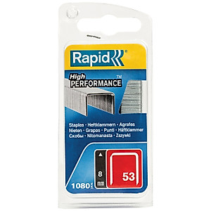 Rapid High Performance Staples, No.53, Leg Length 8 mm, 40109503-1080 Pieces