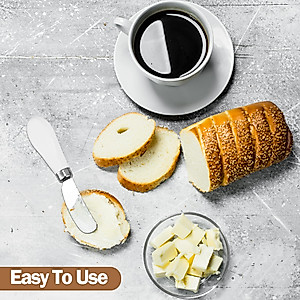 2 Pack Stainless Steel butter Spreader Knife with White Porcelain Handle, 3-in-1 Kitchen Gadgets,5.11 Inch. Butter Spreader for Bread Smear Butter, Jam, Peanut Butter (Butter Knief)