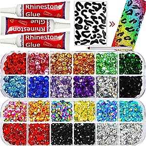Rhinestone Glue Clear with Rhinestones for Crafts Clothing Clothes, Bedazzler kit with Rhinestones Flatback for Tumblers Fabric Shoes, Rainbow Colorful Flat Back Rhinestones Crystals Gems Rinestones