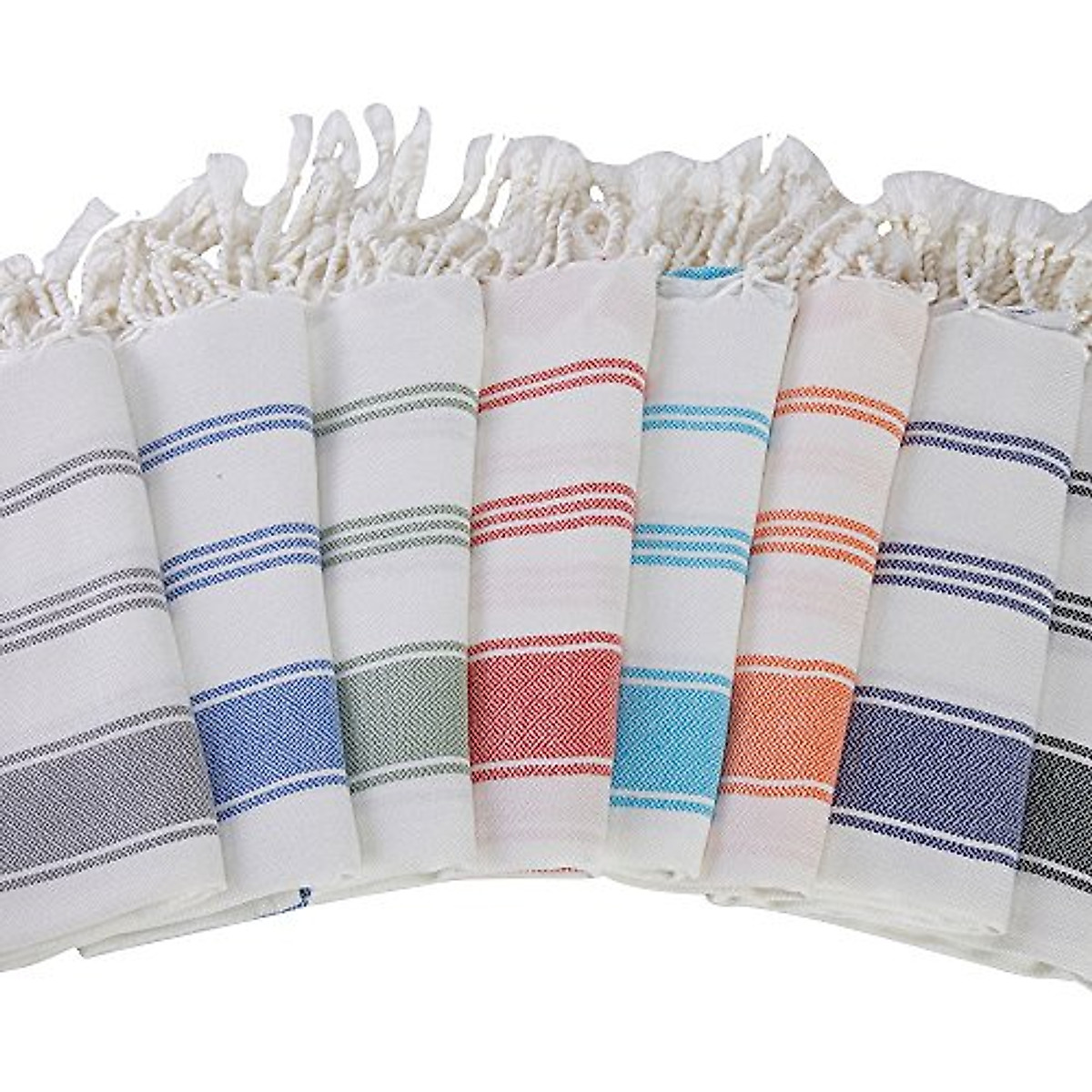 (SET of 8) Turkish Cotton Hand Face Head Guest Gym Towel Set Peshtemal Washcloth Kitchen Tea Towel Dish Cloth Set (MultiColor)