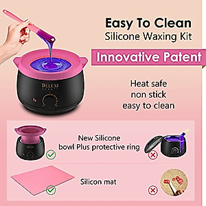 DELEXI All-in-one At Home Waxing Kit for Women +5 Pack Salon Quality Hard Wax Beads +Silicone Wax Kit Accessories + Hot Wax Melt Warmer for Hair Removal For Brows, Bikini, Legs & Sensitive skin