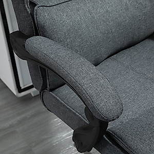 Vinsetto High Back Executive Office Chair, Reclining Computer Desk Chair with Footrest, Height Adjustable Fabric Office Chair with Headrest and Lumbar Support, Gray