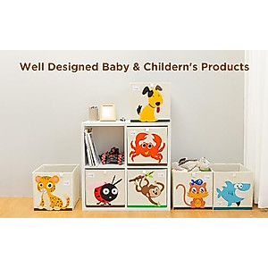 Vmotor Foldable Animal Canvas Storage Toy Box/Bin/Cube/Chest/Basket/Organizer For Kids, 13 inch(Fox)