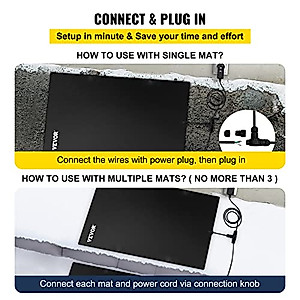 VEVOR, 20in x 30in Walkway, 120V Ice, PVC Heated 6ft Power Cord, Slip-Proof, Ideal Winter Outdoor Snow Mat, 2'' per Hour Melting Speed, Black