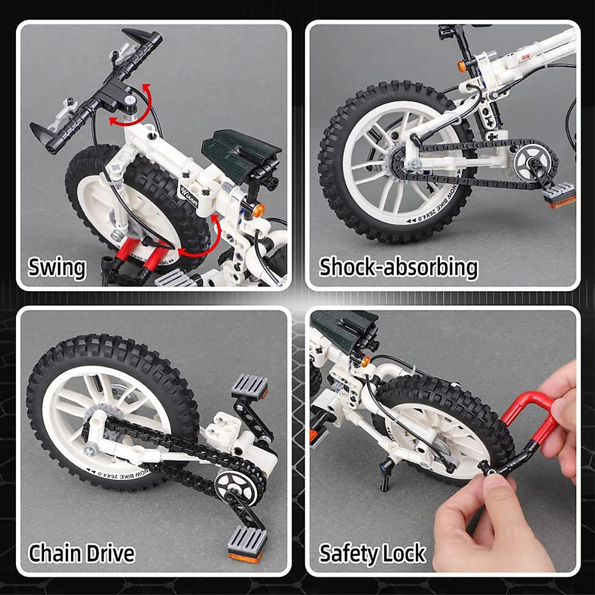QLT QIAOLETONG Foldable Motorcycle Building Blocks