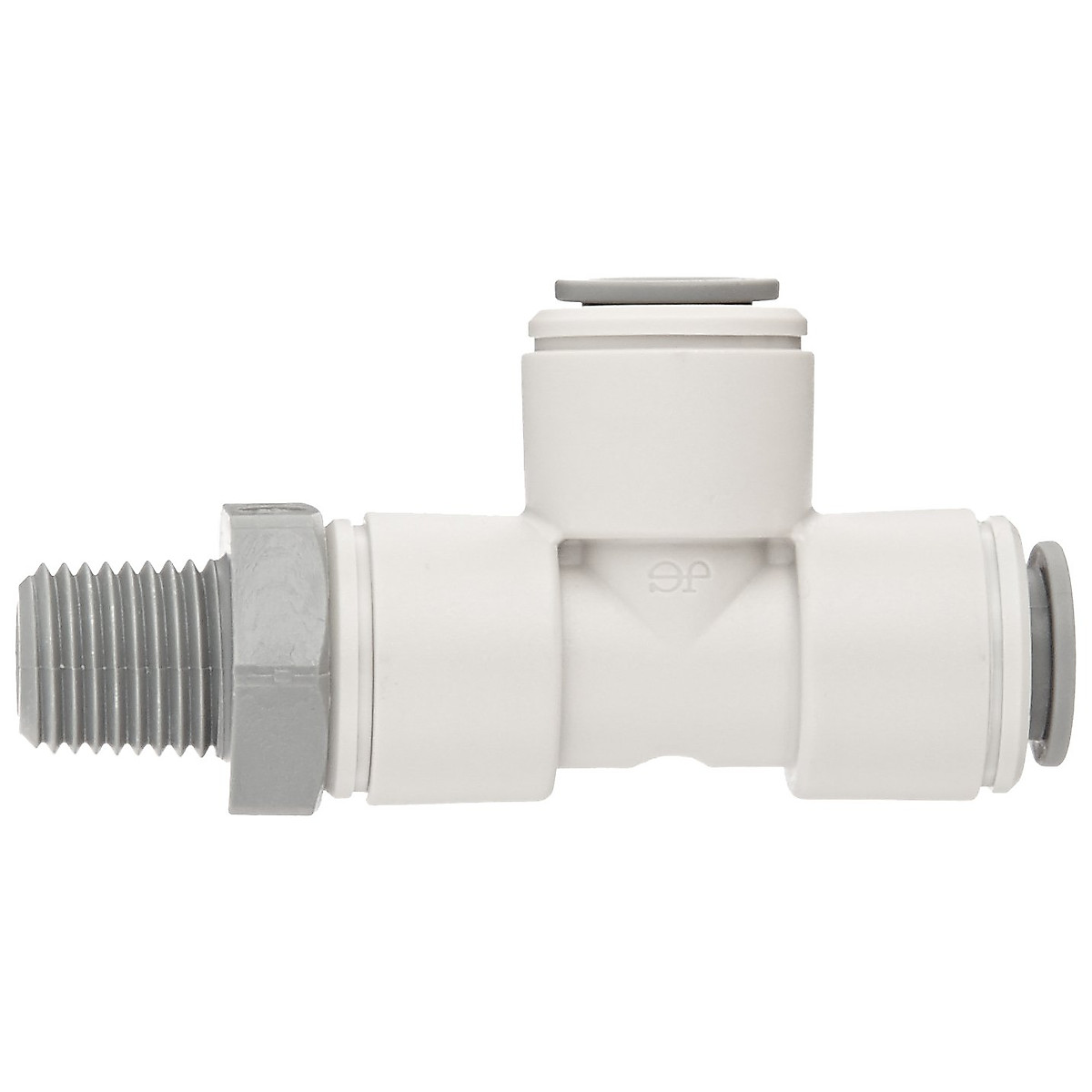John Guest Acetal Copolymer Tube Fitting, Swivel Male Run Tee, 3/8" Tube OD x 3/8" Tube OD x 1/4" NPTF Male (Pack of 10)