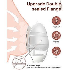 Grownsy Manual Breast Pump, Silicone Milk Collector Shells for Breastmilk, Wearable Breast Milk Catcher for Breastfeeding, Kick-Proof with Sealed Flange, Breastfeeding Essentials for Nursing Newborns