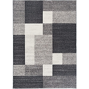 Rugshop Modern Boxes Design Non-Slip Area Rug 3'3" x 5' Gray