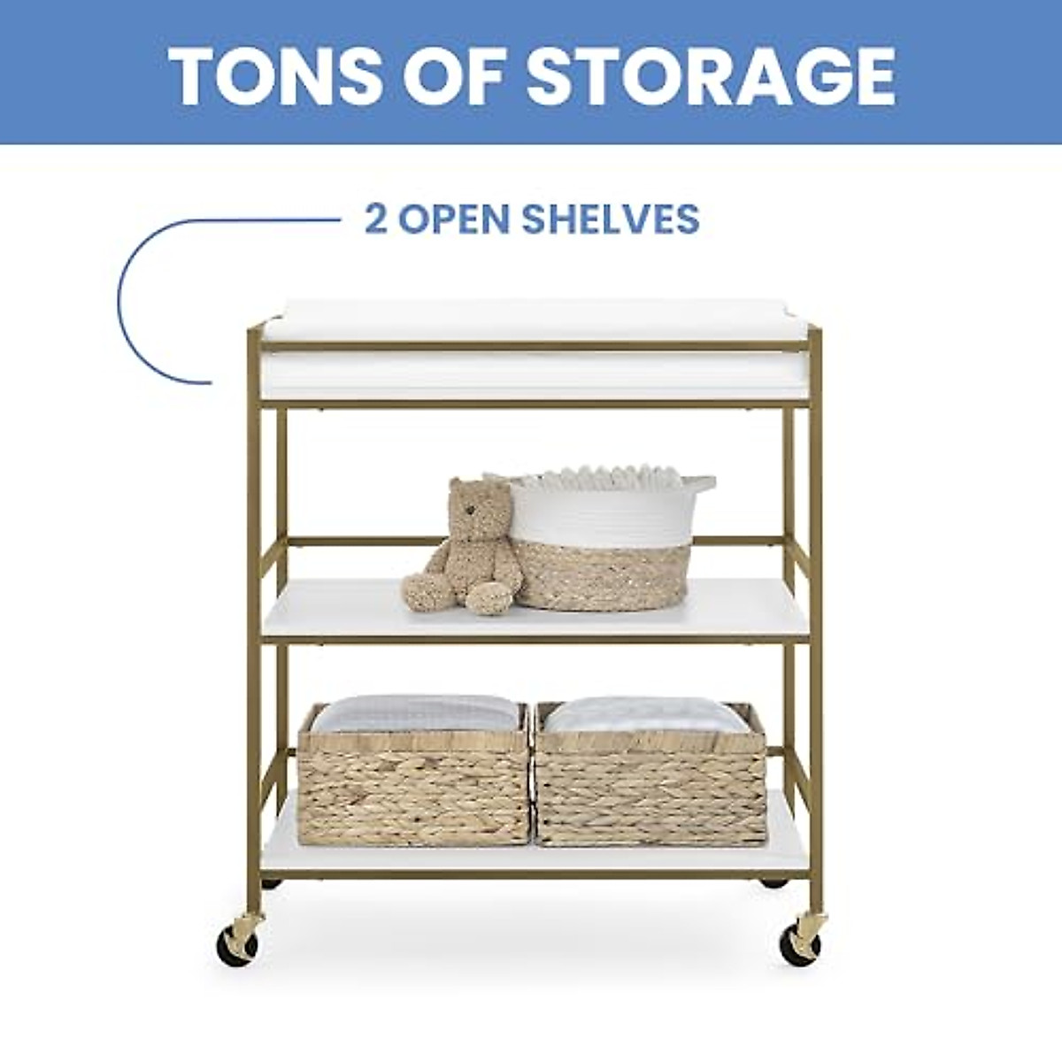 Delta Children Jade Changing Table/Cart, White Melamine/Bronze