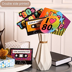 24 Pieces 80's Retro Decorations 1980's Centerpiece Sticks Baby Shower or Birthday Party Centerpiece Sticks Table Toppers Photo Booth Props