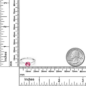 Gem Stone King 10K White Gold Pink Mystic Topaz Engagement Ring For Women (1.00 Cttw, Round 6MM, Gemstone Birthstone, Available In Size 5, 6, 7, 8, 9)