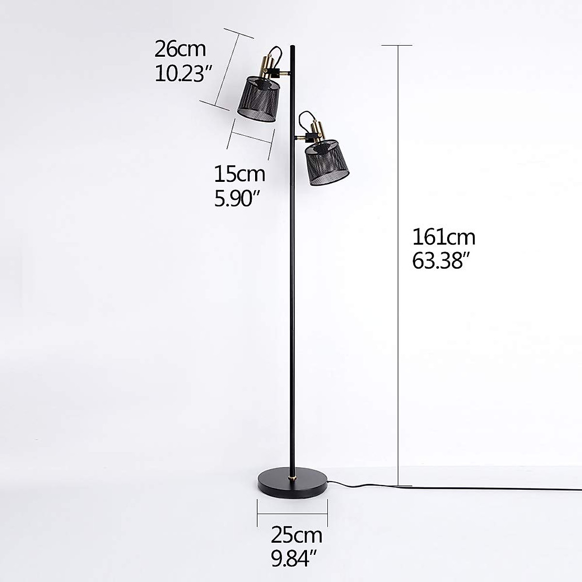 Newrays 2-Way Industrial Retro Iron Metal Mesh Floor Lamps with Adjustable Switch Plug-in for Living Room Bedroom Office