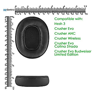 Geekria Replacement Earpads and Headband for Skullcandy Crusher Wireless, Crusher Evo Wireless, Crusher ANC, Hesh 3, Hesh ANC, Hesh EVO, Venue, Crusher Evo Collina Strada, Crusher Evo Budweiser